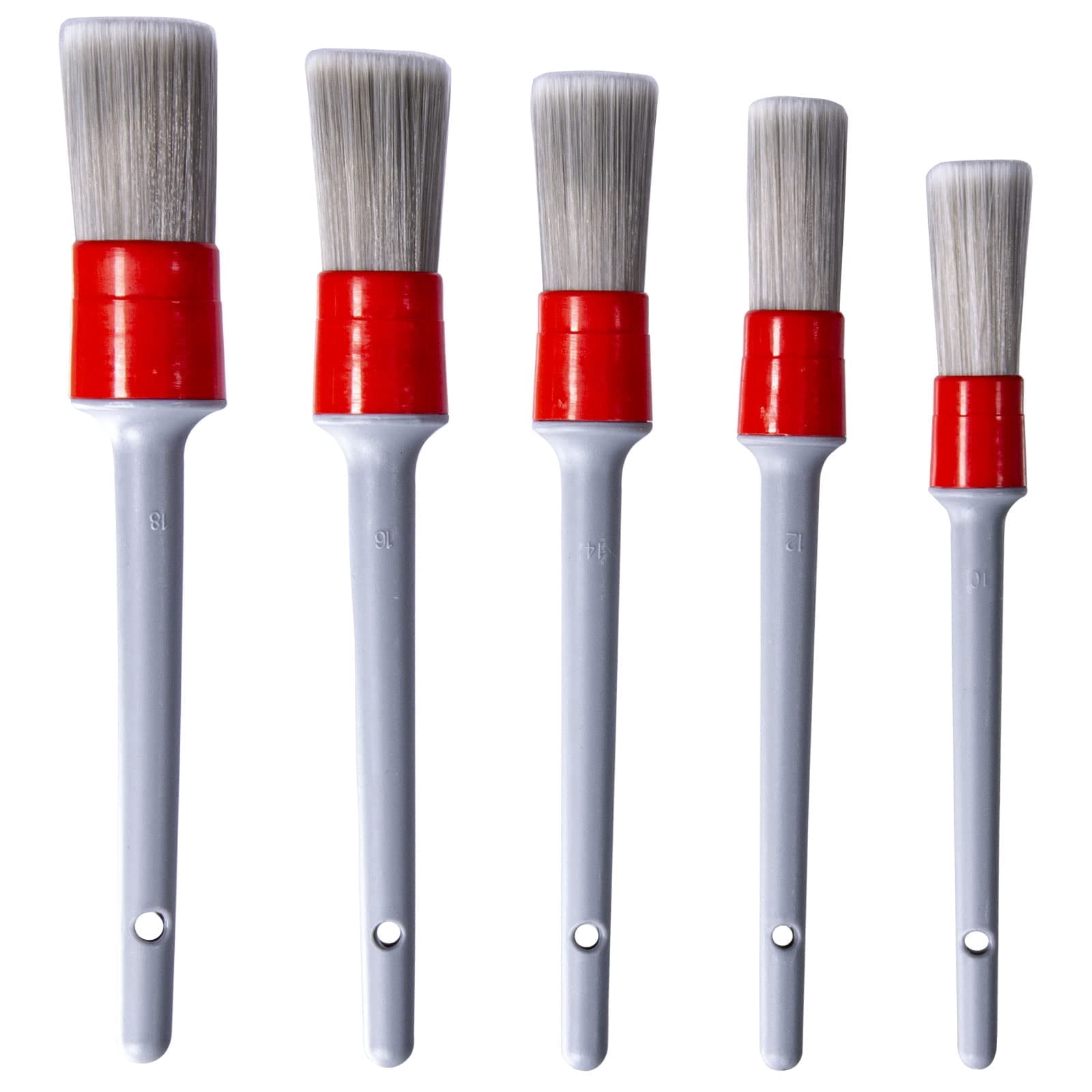 5 Sizes Premium Car Detailing Brush Set with Natural Boar Hair & Mixed ...