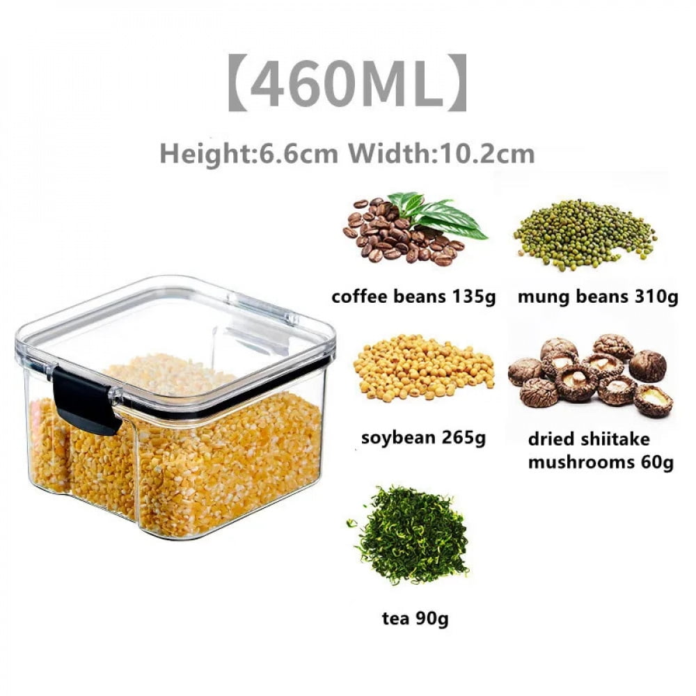 5 Sizes Sealed Jar Food Storage Box Transparent Plastic Multigrain Tank ...