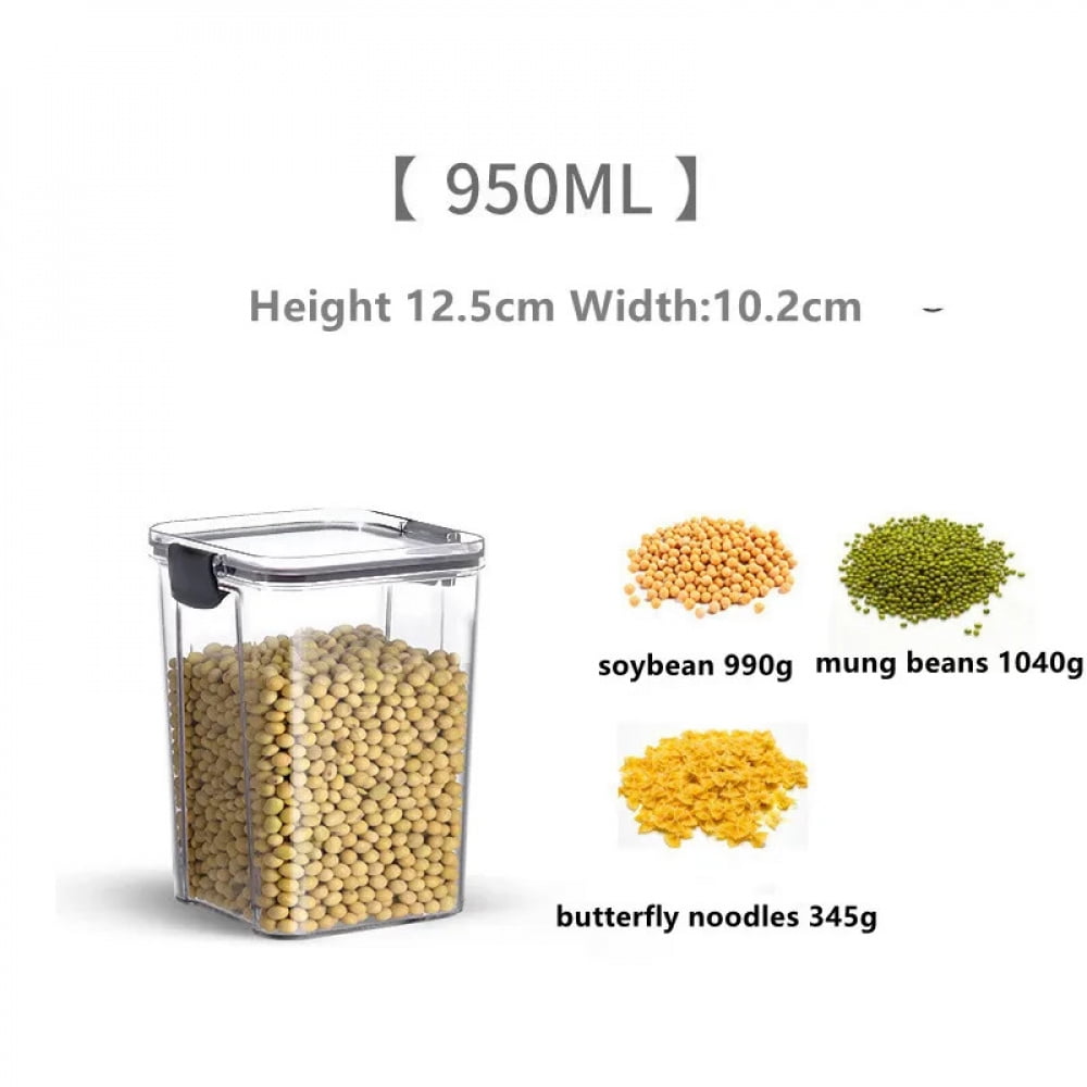 5 Sizes Sealed Jar Food Storage Box Transparent Plastic Multigrain Tank ...