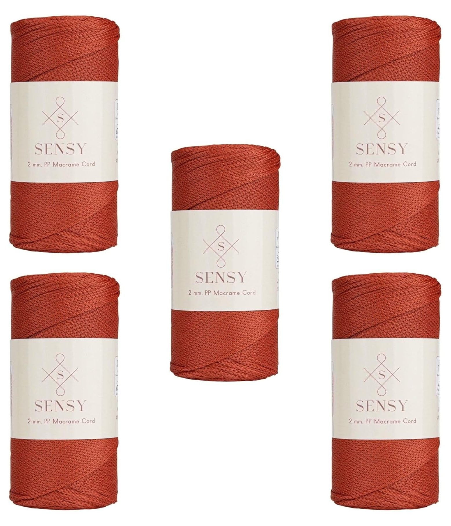 5 Skeins of Sensy Premium 2mm 251 Yards Polyester Rope 100% ...