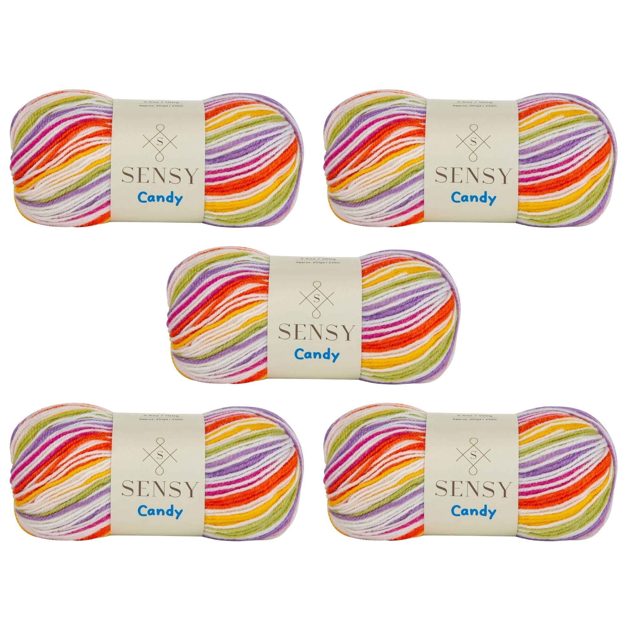 5 Skeins of Sensy Candy Yarn, 3.5 oz, 251 Yards, Multicolor Yarn for ...