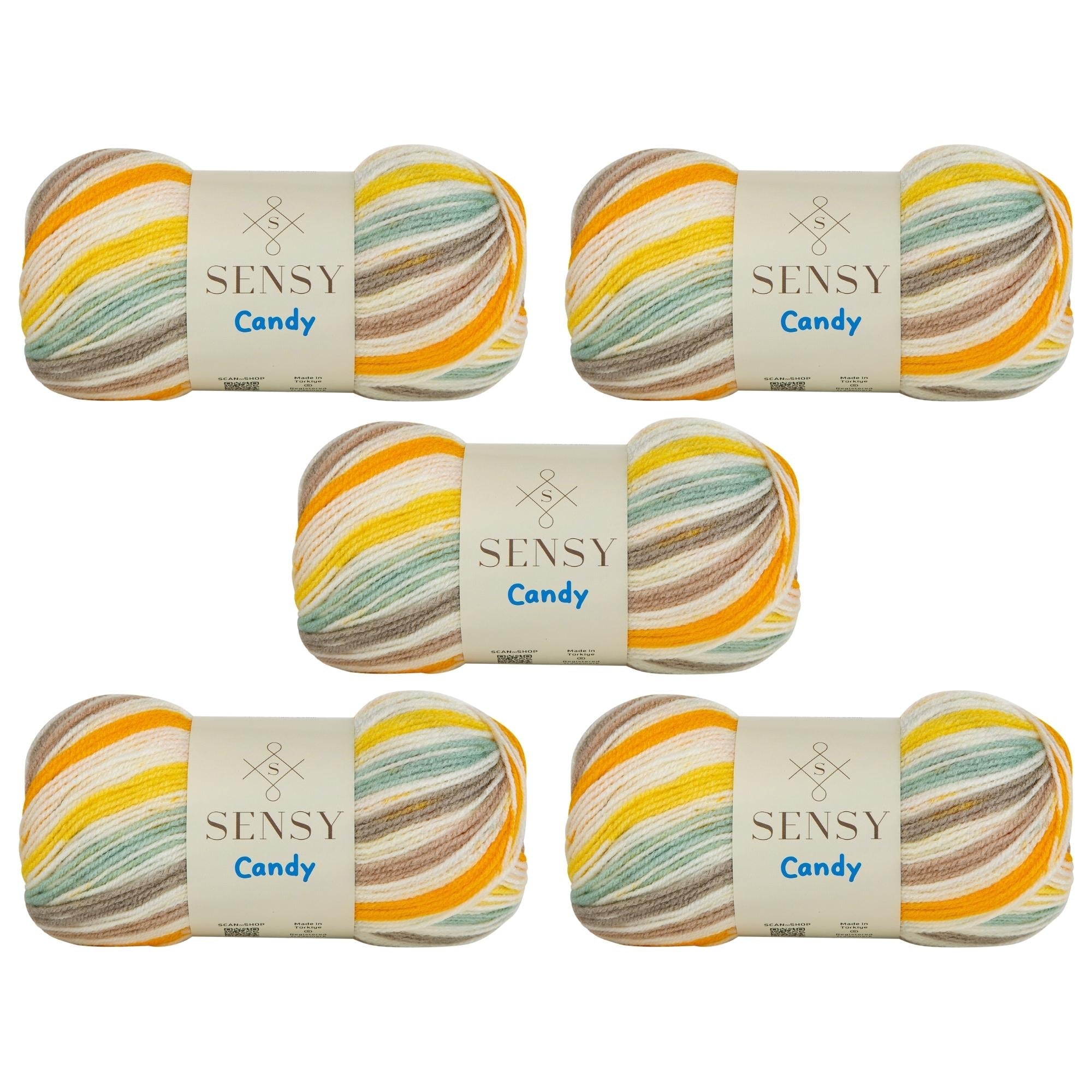 5 Skeins of Sensy Candy Yarn, 3.5 oz, 251 Yards, Multicolor Yarn for ...