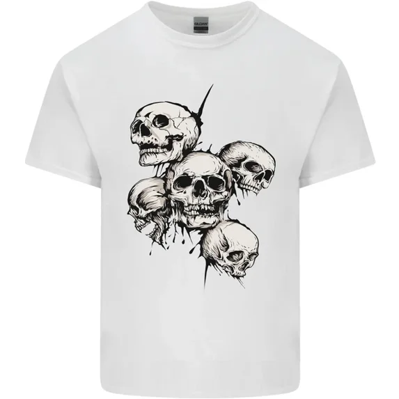 5 Skulls Demons Biker Gothic Heavy Metal T-Shirt - Walmart.com