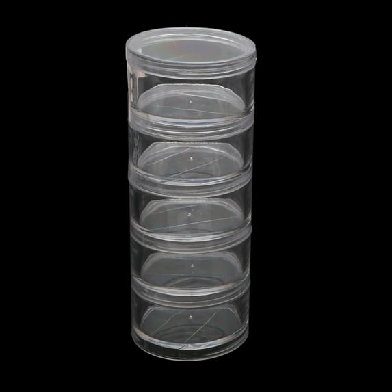 5 Slot Clear Plastic Round Storage Jars Art Craft Accessory Box Jewelry ...