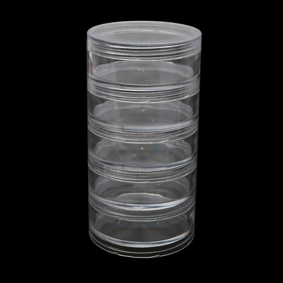 5 Slot Clear Plastic Round Storage Jars Art Craft Accessory Box Jewelry ...