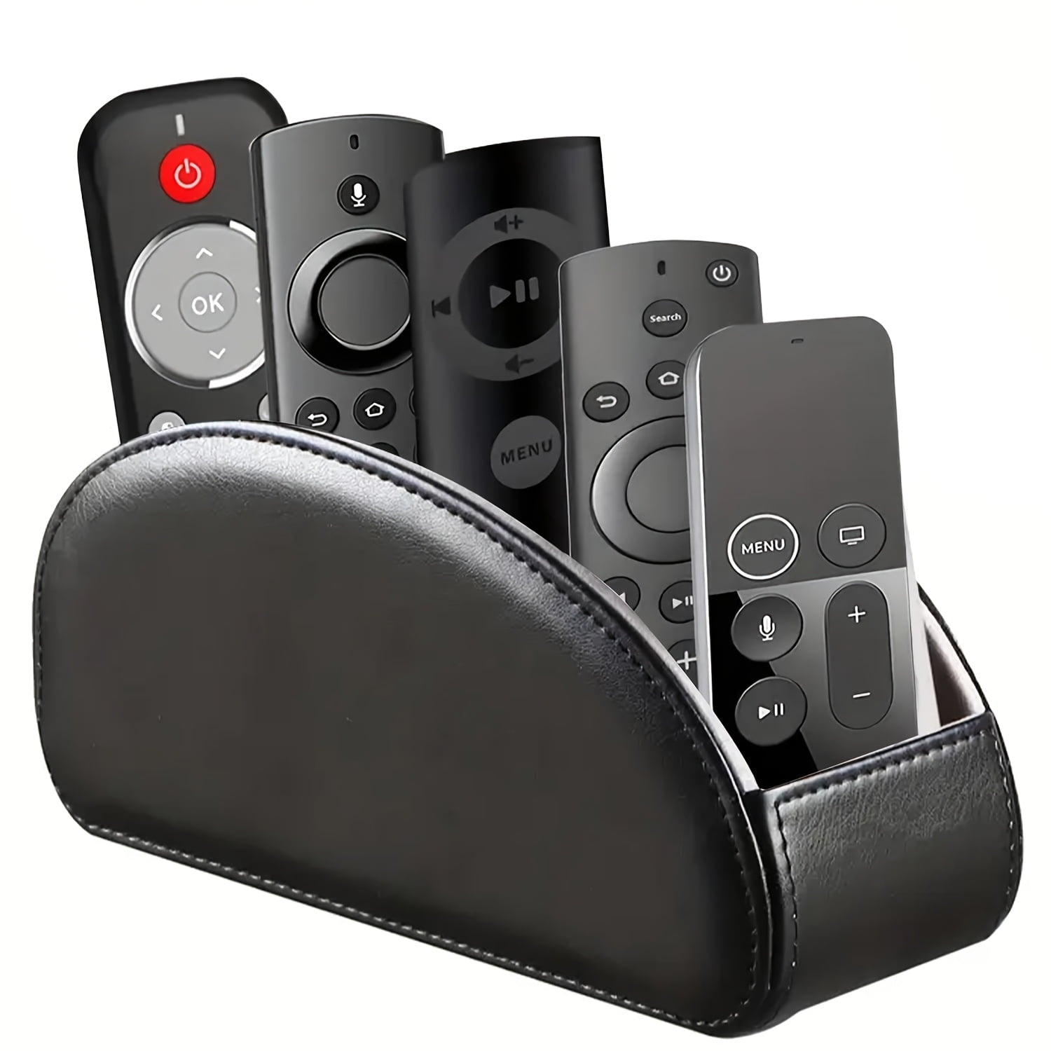 5-Slot Remote Control Holder - Faux Leather Desktop Organizer for TV ...