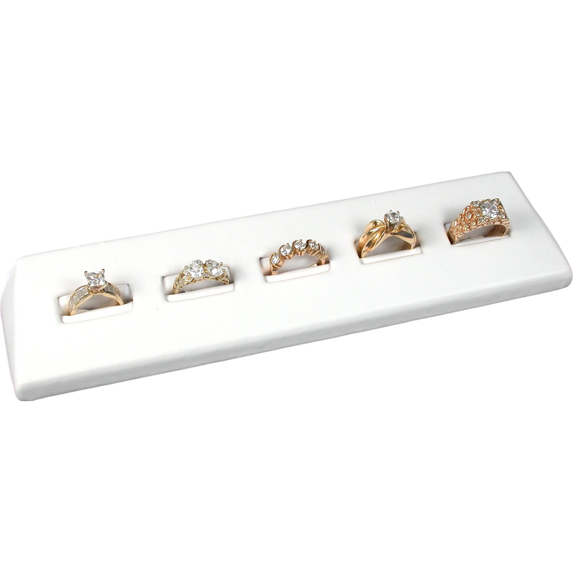 5 Slot White Leather Ring Display Jewelry Case Stand - Walmart.com