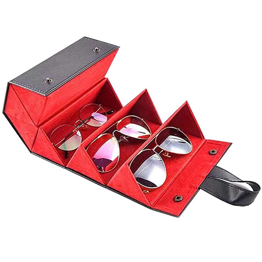 5 Slots Foldable Leather Eyewear Storage Box Display Sunglasses ...