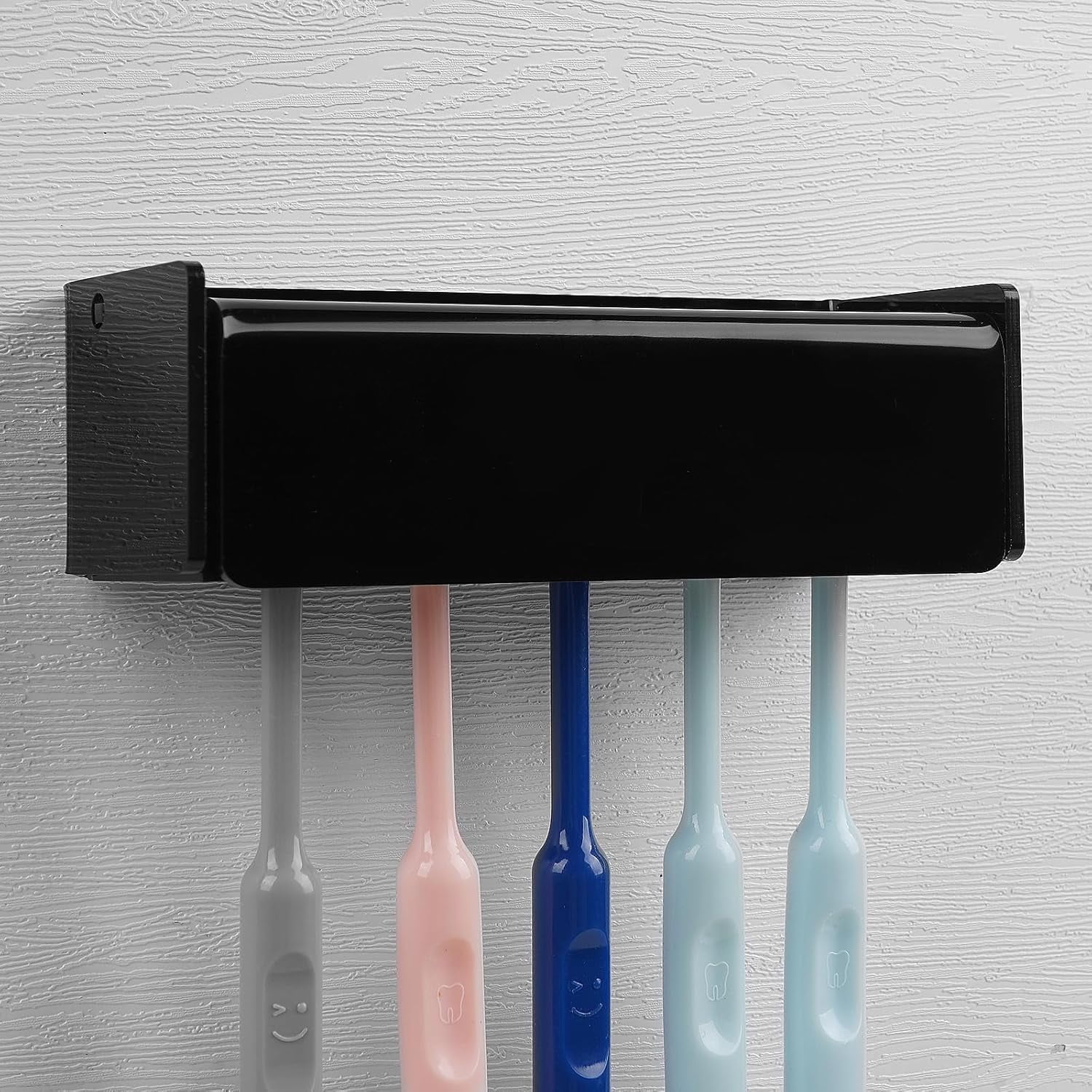 5 Slots Wall Mount Toothbrush Holder with Cover, Self Adhesive ...