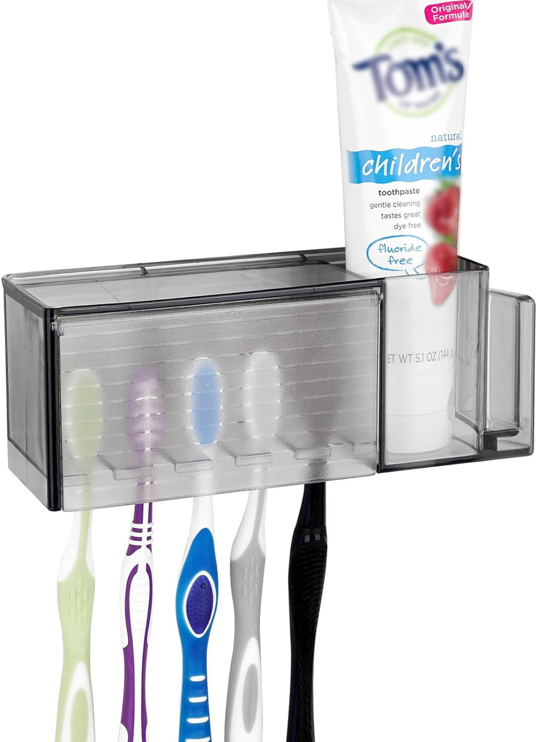 5 Slots Wallmount Toothbrush Holder with Cover for Shower, Plastic ...