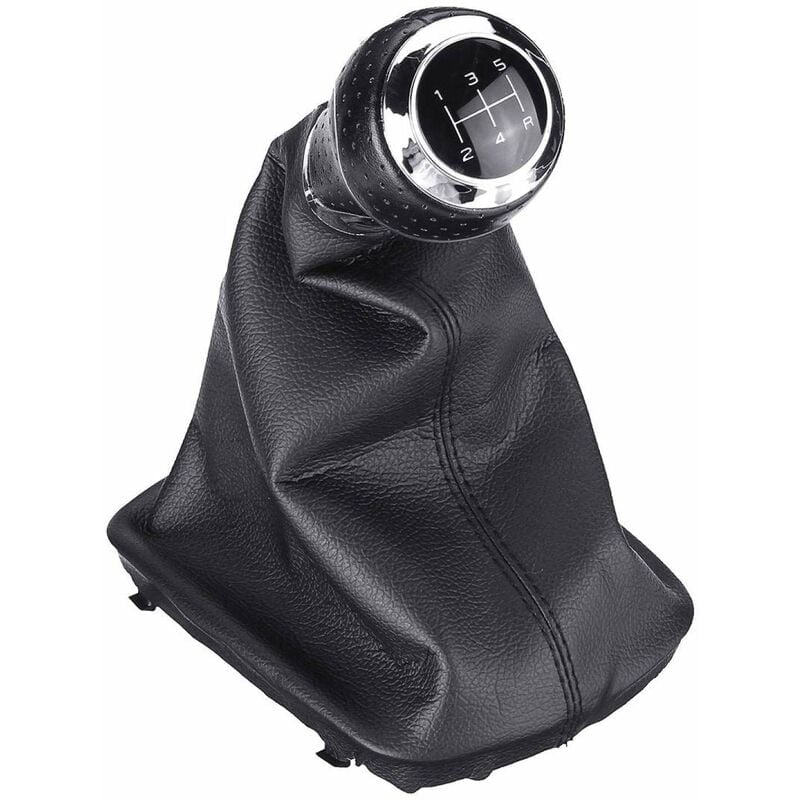 5 Speed Car Leather Manual Gear Shift Knob With Trunk Cover Gear Handle ...