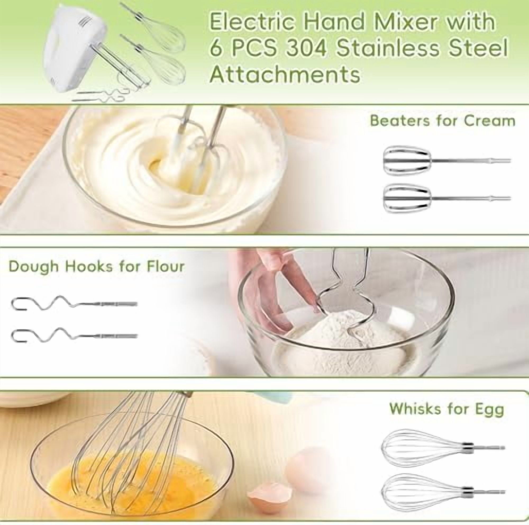 5-Speed Electric Hand Mixer, 4 Large Mixing Bowls Set, Handheld Mixers ...