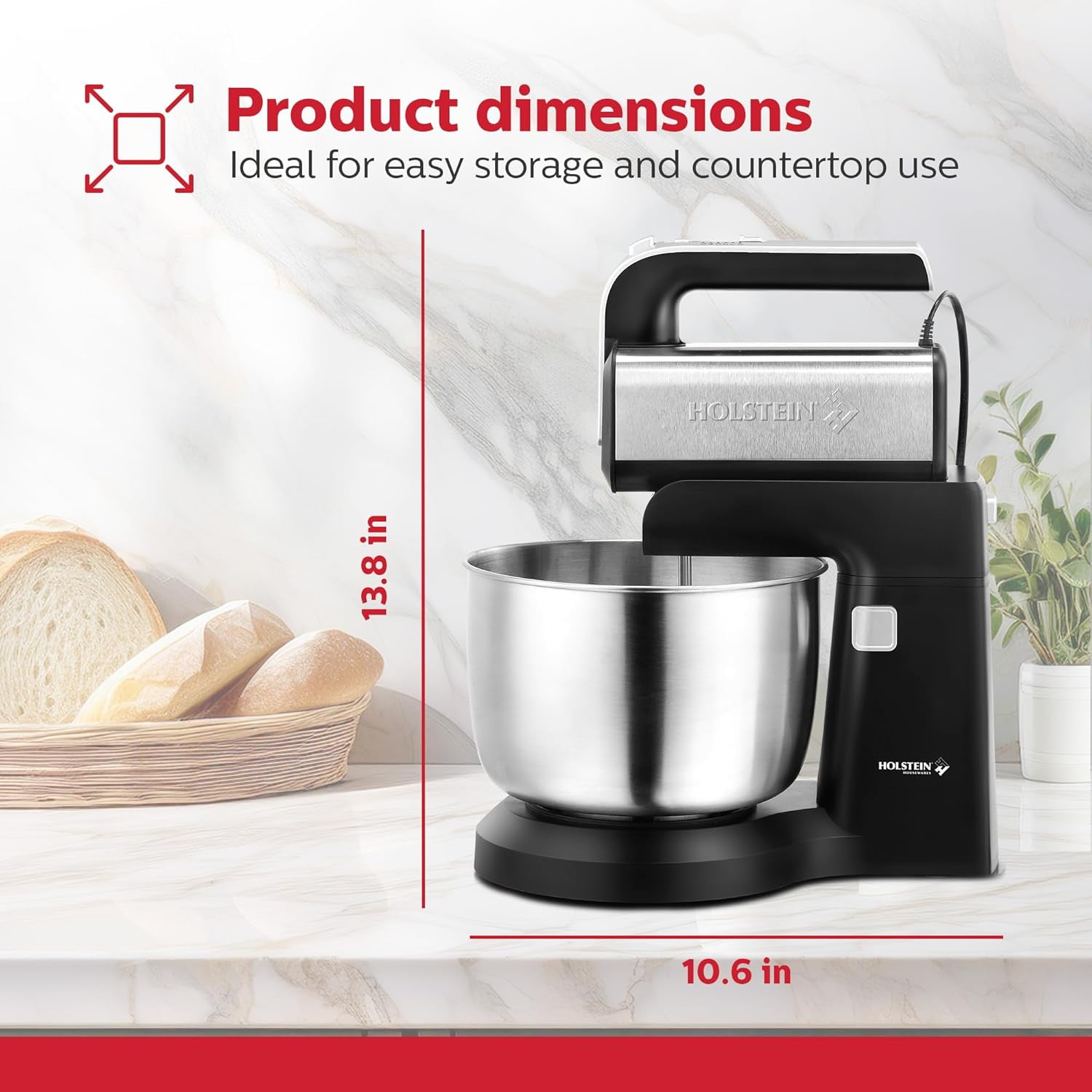 5-Speed Hand and Stand Mixer, 250W Power with LED Light, Black and ...