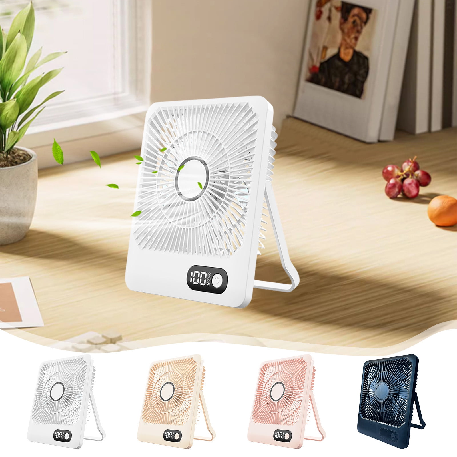 5-Speed Portable Desktop Fan | USB Rechargeable | 1200mAh Battery ...