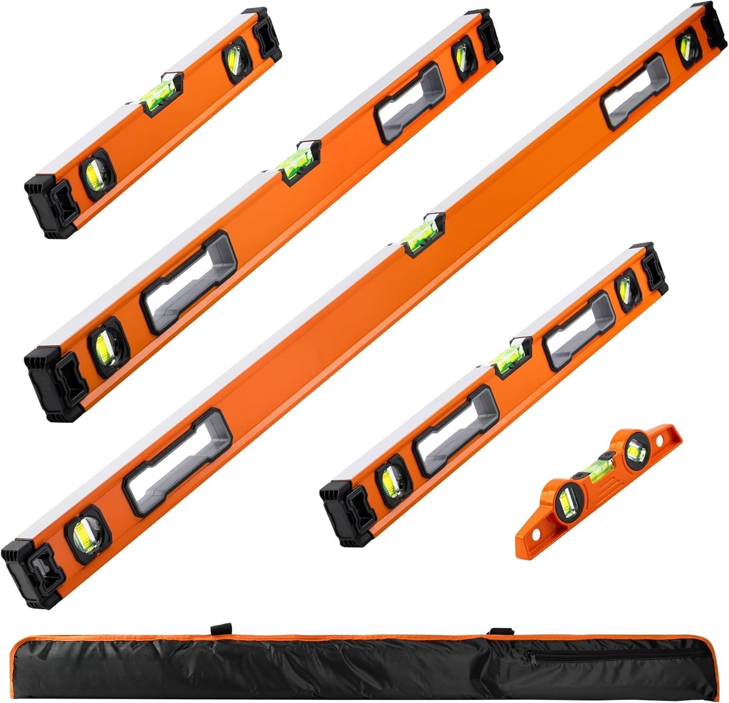 5- Spirit Level Set, 10", 16", 24", 32", 48" Level Set with Torpedo ...