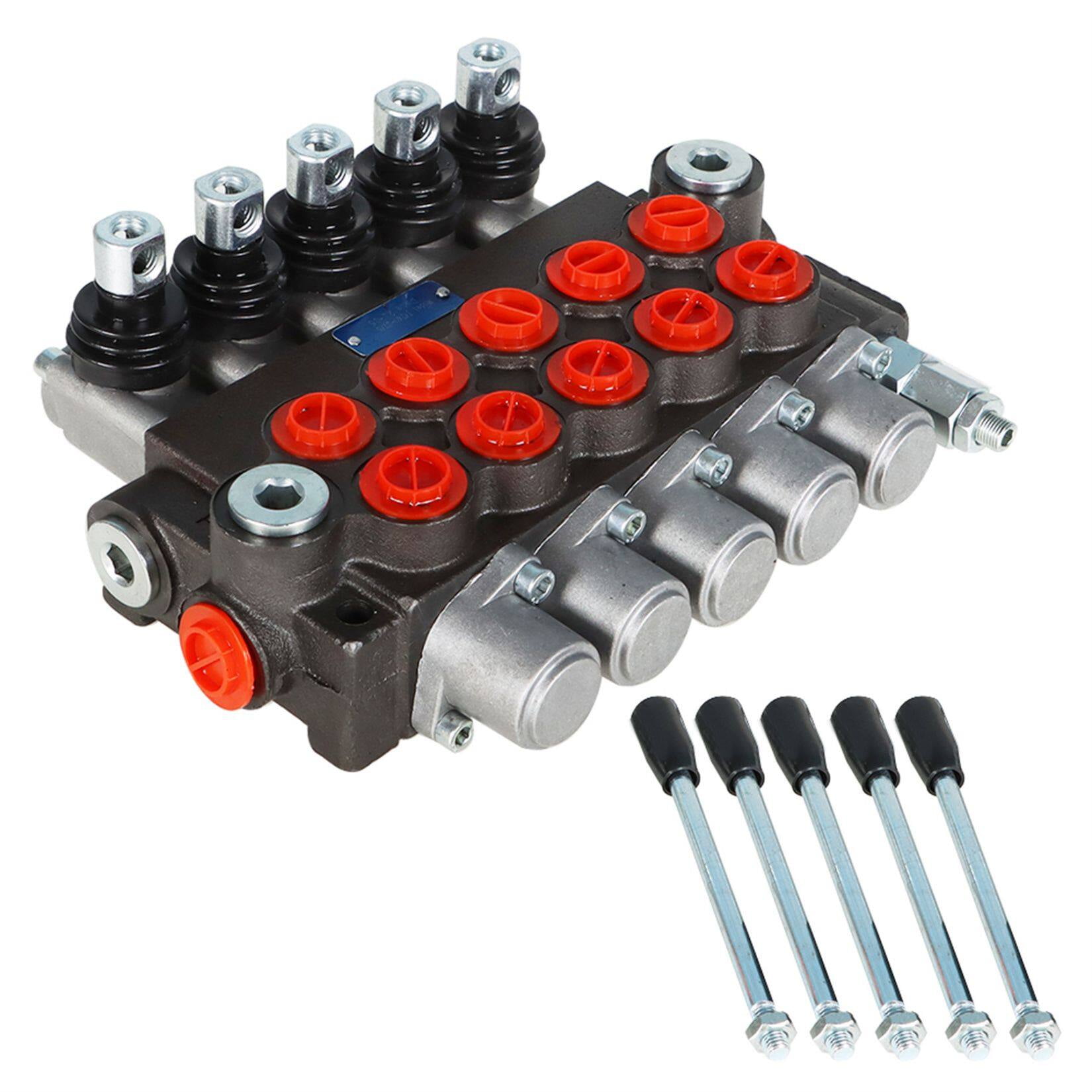 5 Spool 13gpm Hydraulic Valve Joystick Control Valve 3600 PSI SAE Ports ...