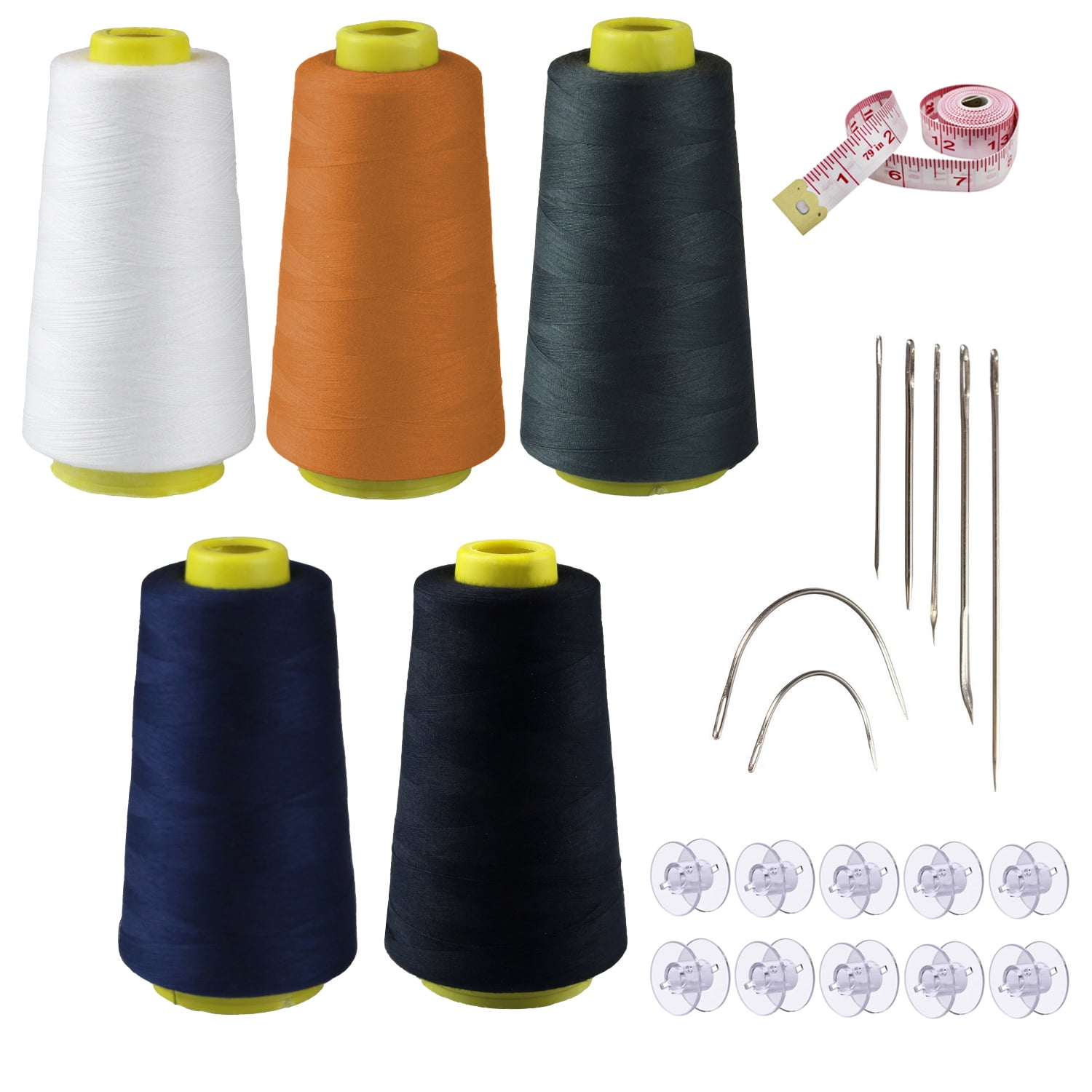 5 Spools Sewing Thread Kit Polyester Sewing Thread Spools, 3000 Yards ...
