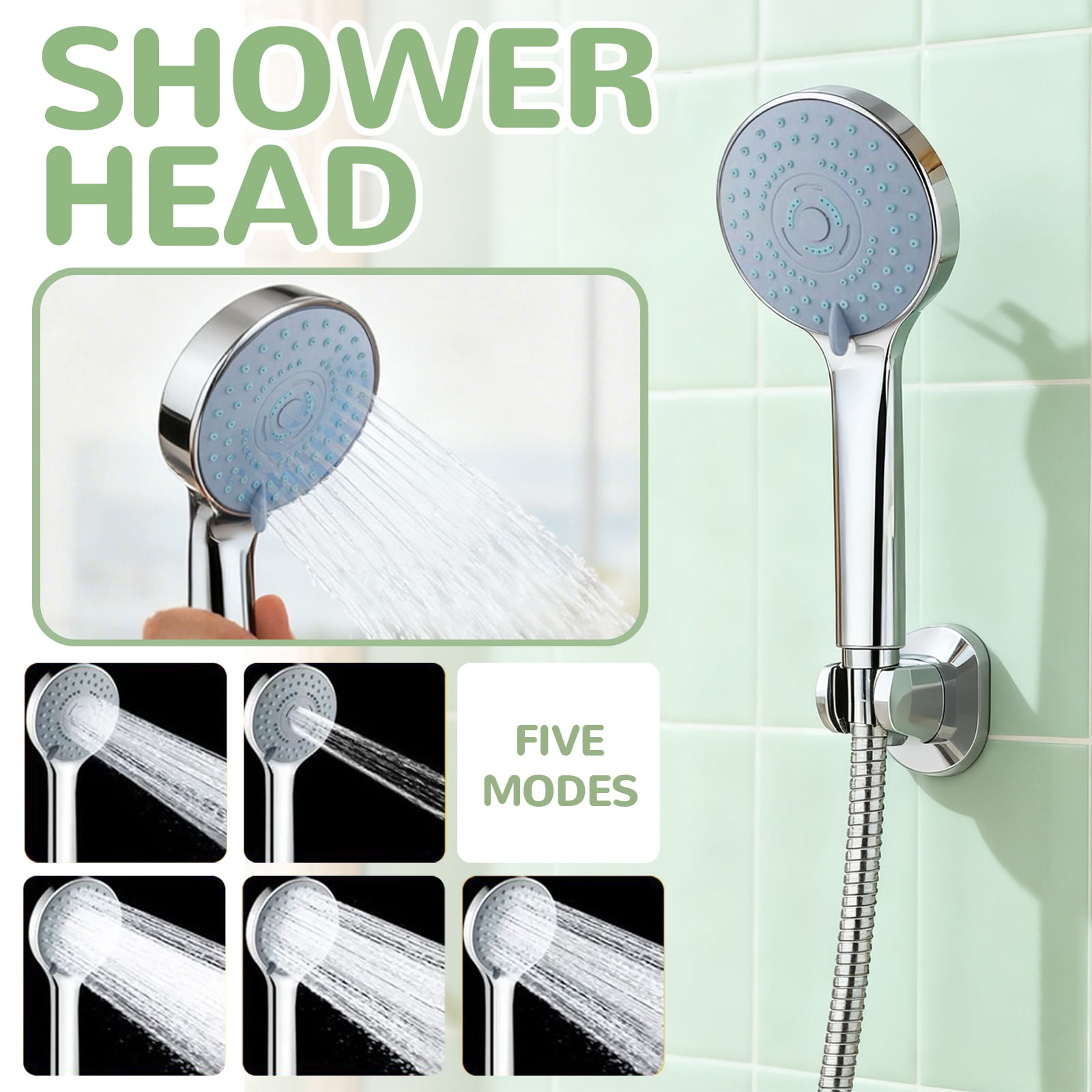 5 Spray Modes Household Bathroom Shower Head, Modern Style Easy To ...