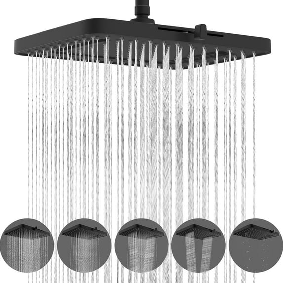 5 Spray Modes Shower Head, 13'' High Pressure Rain Shower Head, Large ...