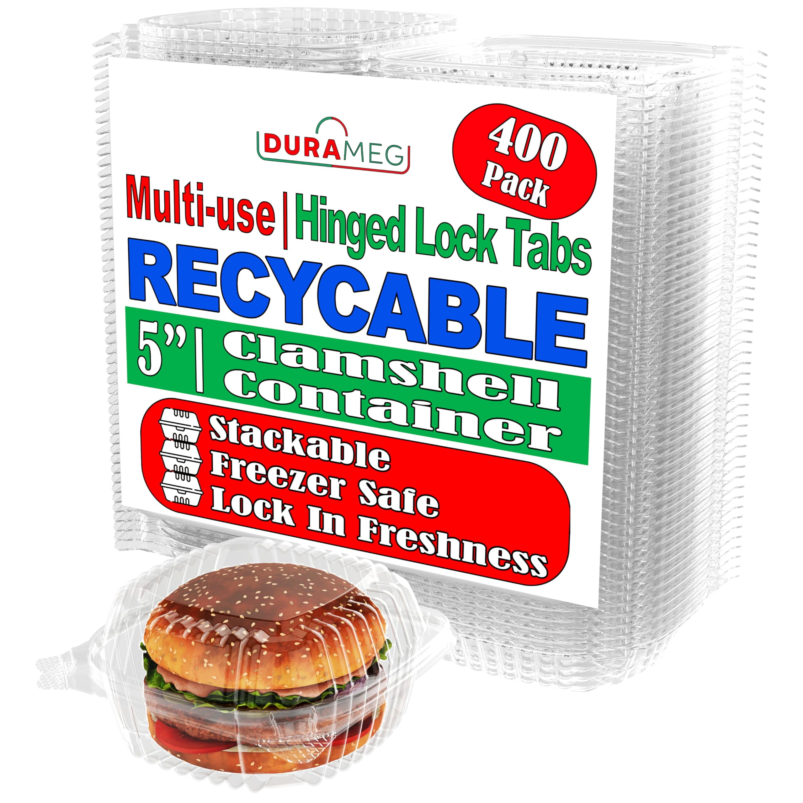 5" Square Plastic Clamshell Containers 400 Count Clear, Hinged Lid To ...