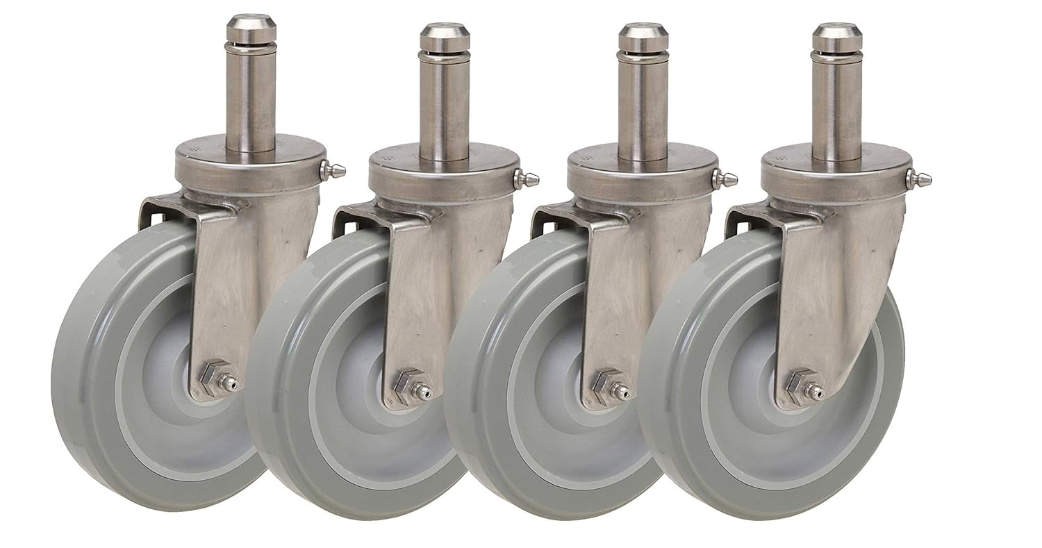 5" Stainless Steel Caster Set of 4 for Metro Racks with Non-Marking ...