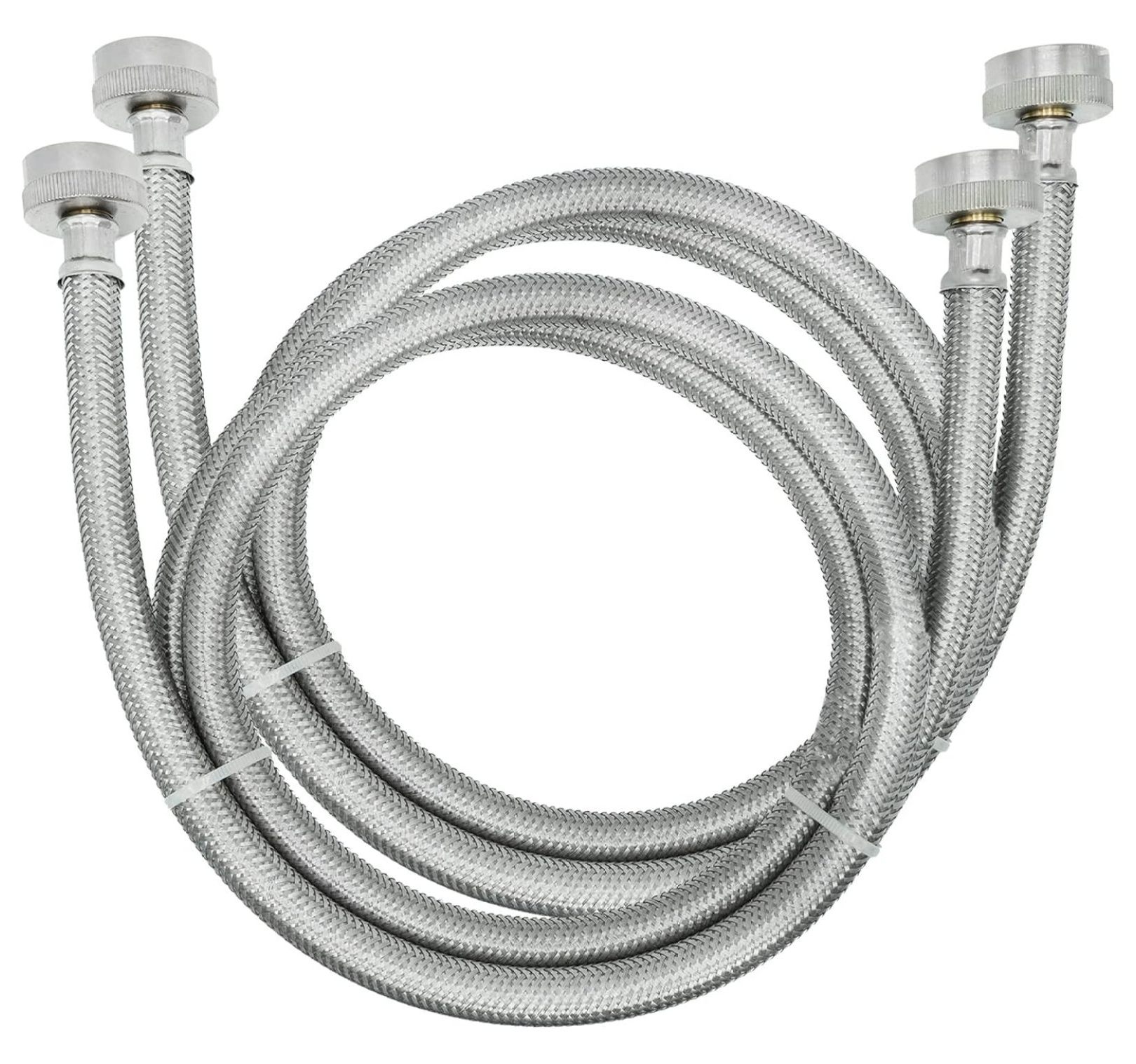 5' Stainless-Steel Washing Machine Hose - 2 Pack - 3/4” MIP Connectors ...