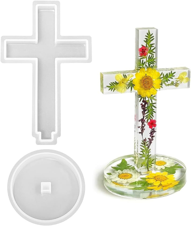 5'' Standing Cross Silicone Mold with Base, Crucifix Mold for Epoxy ...