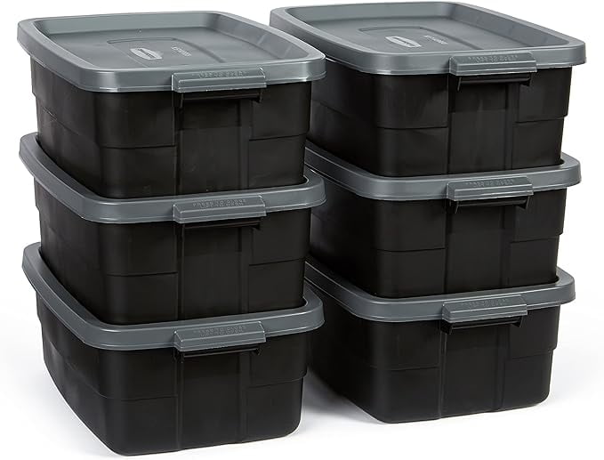 10 Gallon Storage Totes Rubbermaid, Pack of 6, Durable Stackable ...
