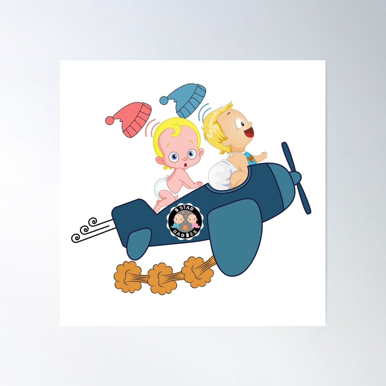 5 Star Babies Flying Babies Poster Wall Art, Modern Wall Decor, 8x12 ...