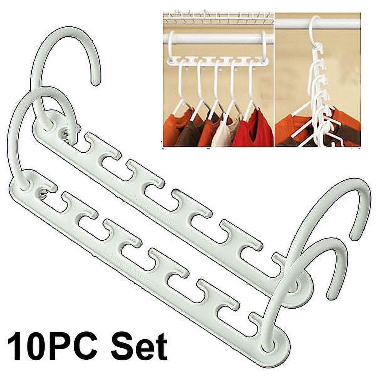 5 Star Super Deals 10pc - White Plastic Closet Hangers for Multiple ...