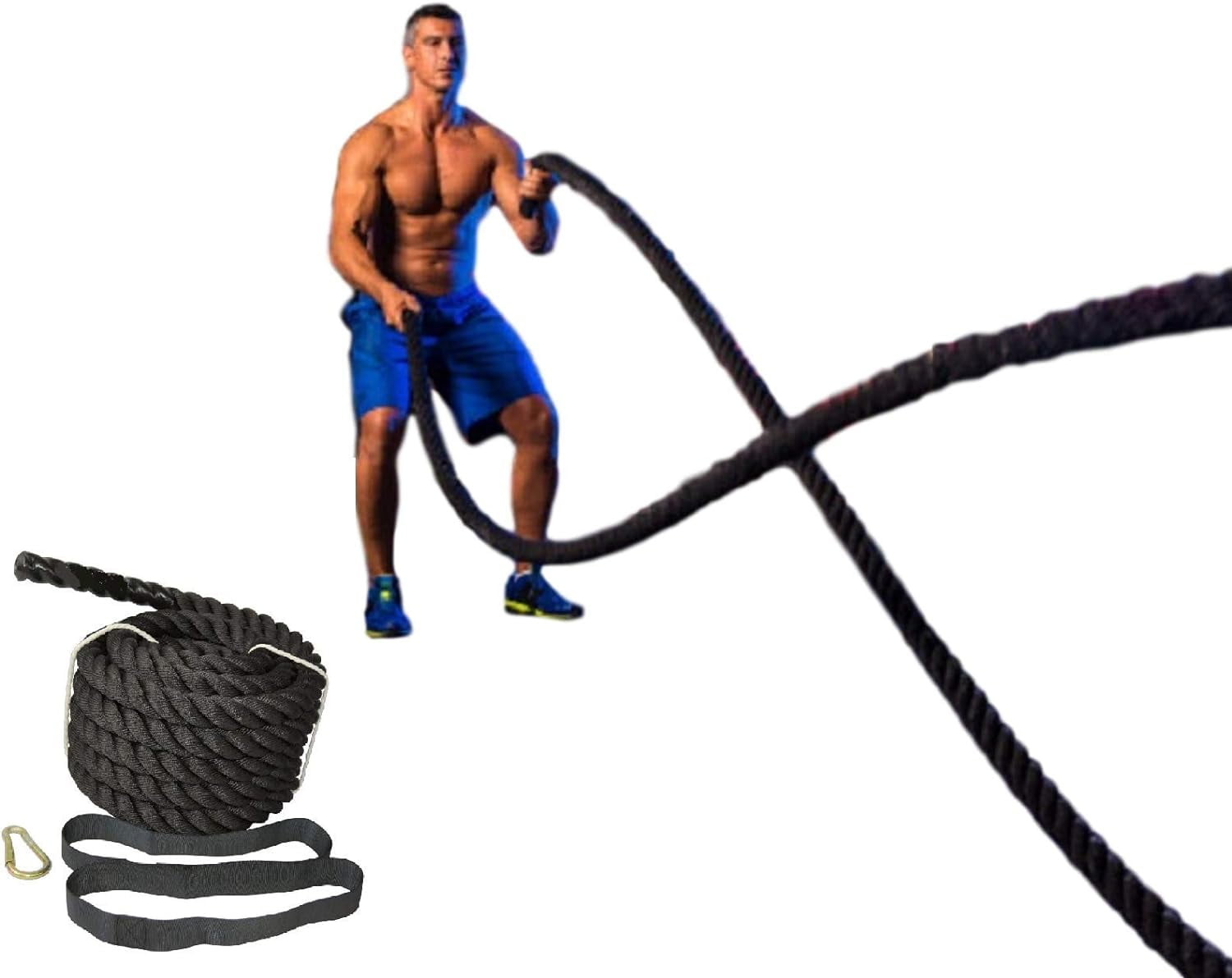 5 Star TD Battle Rope, 1.5” Diameter Poly Dacron 30 FT Length Exercise ...