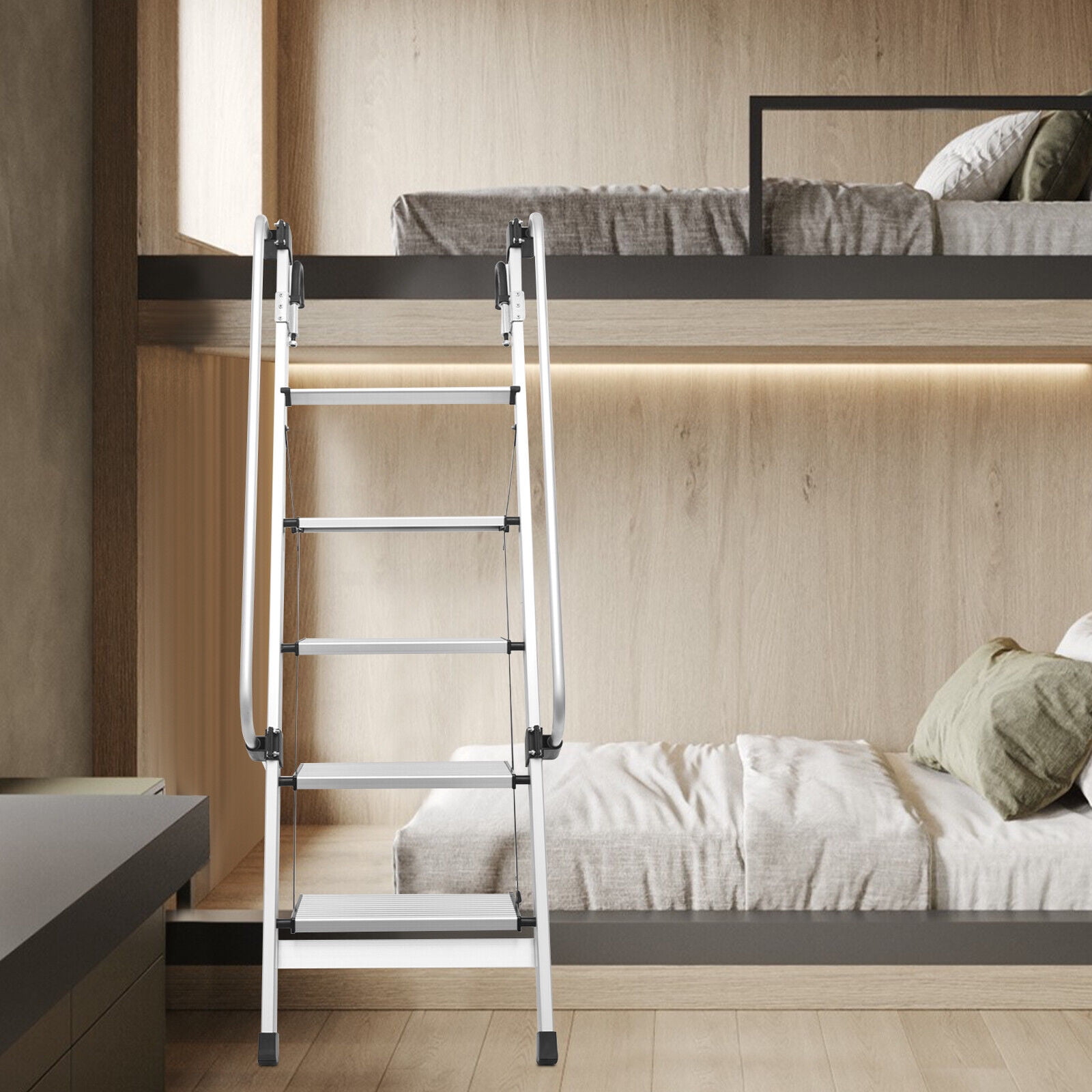 5 Step Aluminum Alloy Ladder Bunk Bed Ladder Stair W/ Handrails 150kg ...