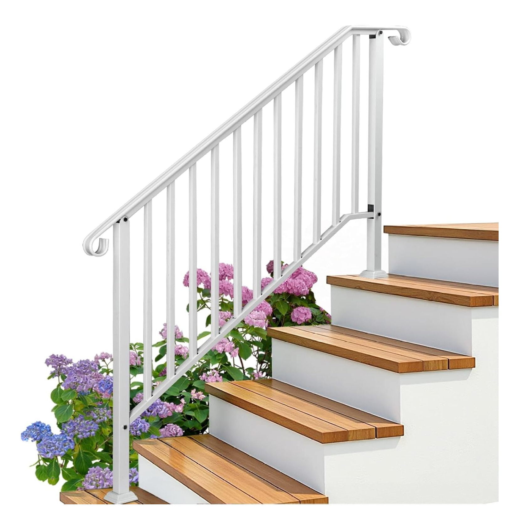 5 Step Handrails for Outdoor Steps, Wrought Iron Stair Railing, Metal ...