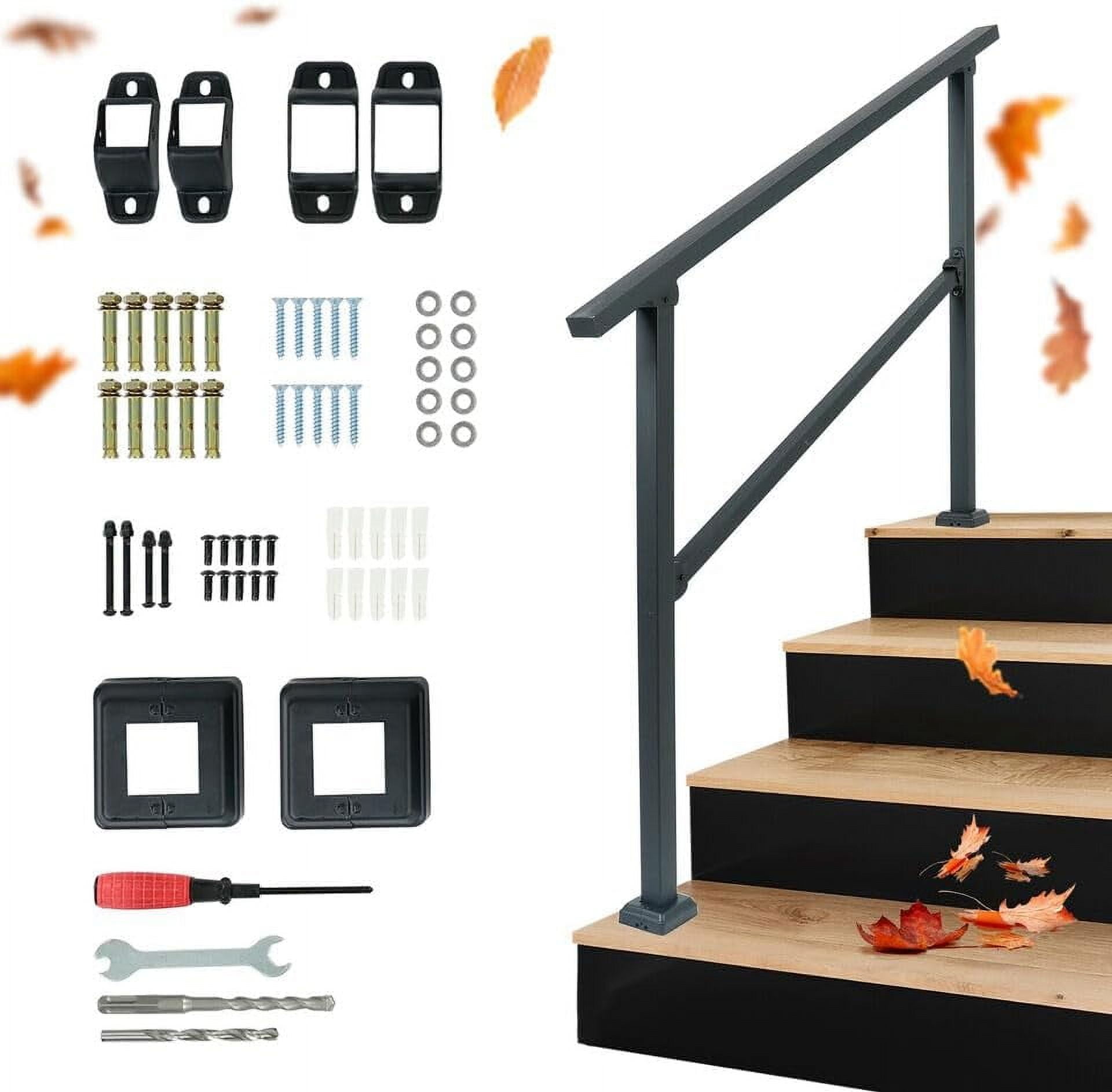 5-Step Handrails for Outdoor Steps, HandRail Fit 4 or 5 Steps Outdoor ...