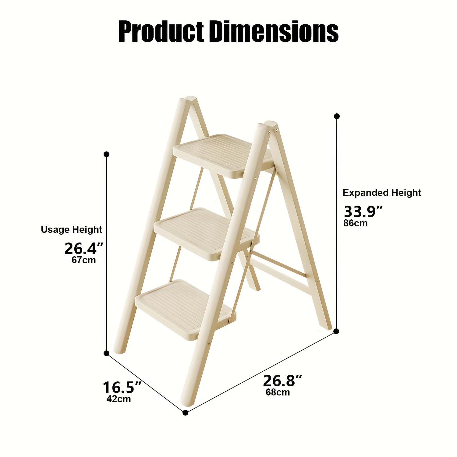 5-Step Heavy-Duty Folding Steel Step Ladder with Anti-Slip Steps, Tool ...