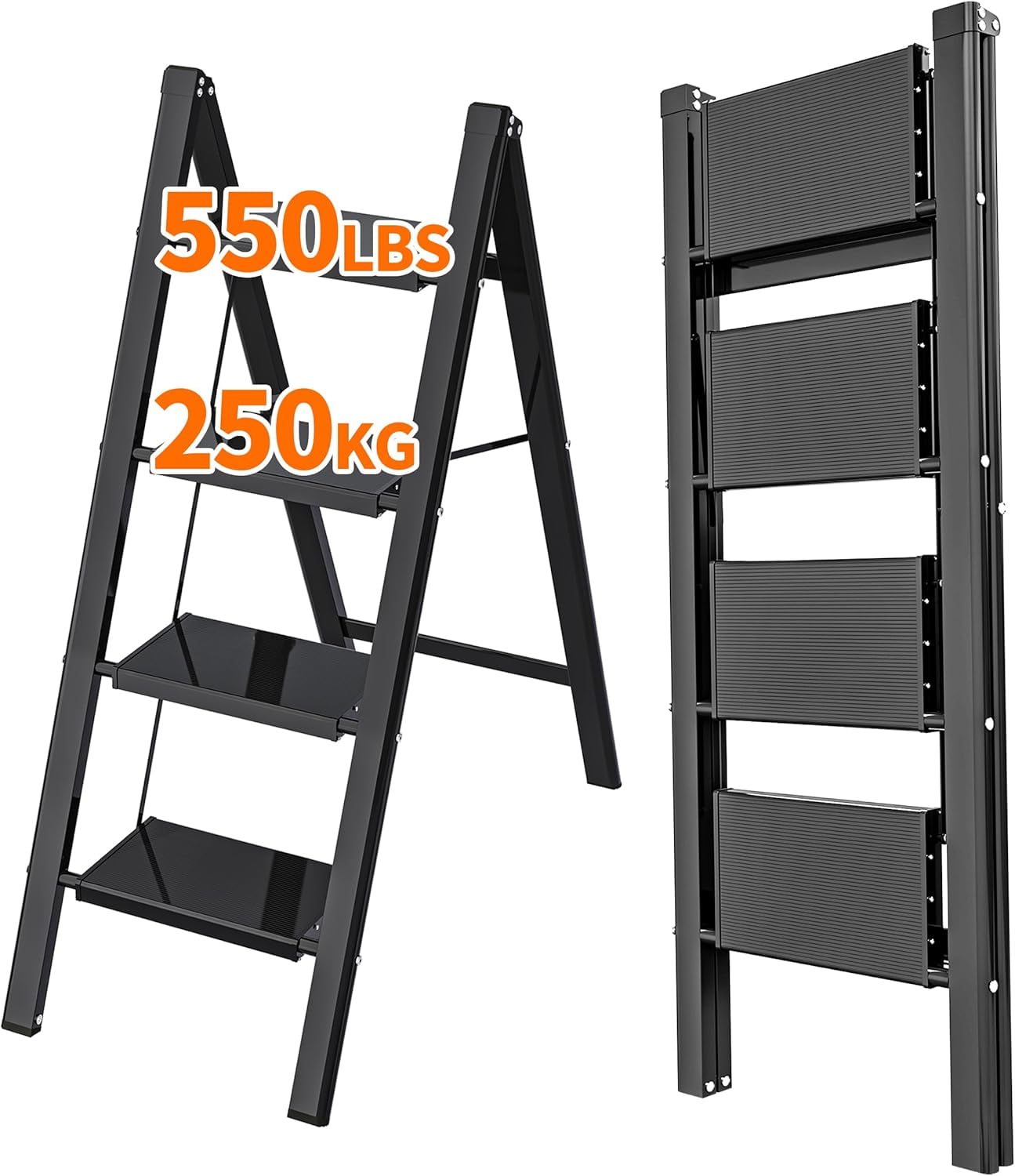 5 Step Ladder,Lightweight Folding Step Stool with Anti-Slip Pedal,600 ...