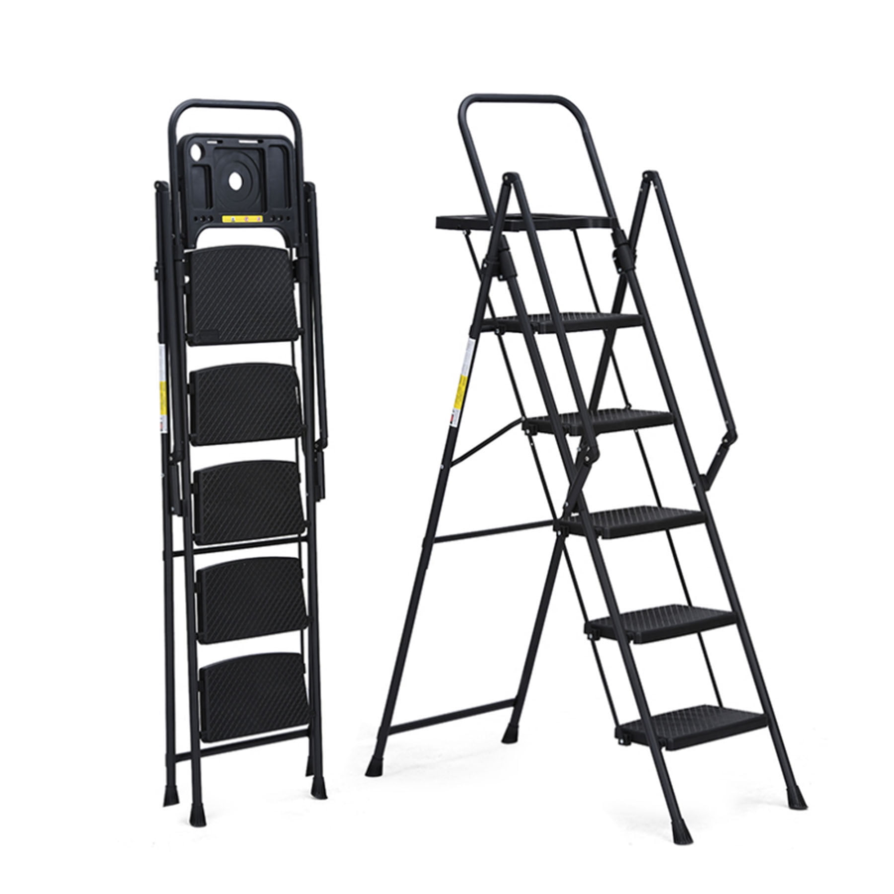 5 Step Ladder Portable Non-Slip Steel Folding Step Stool with ...