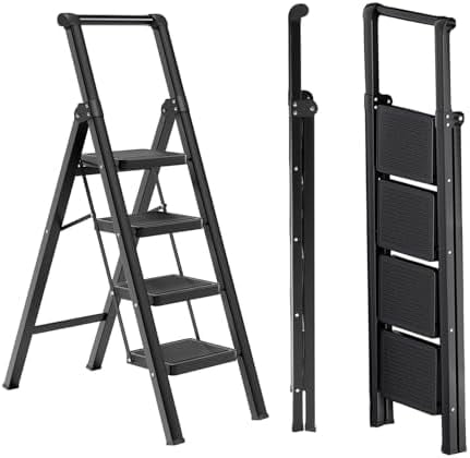 5 Step Ladder with Tool Tray,Portable Step Tool 660lb Load,Folding Step ...