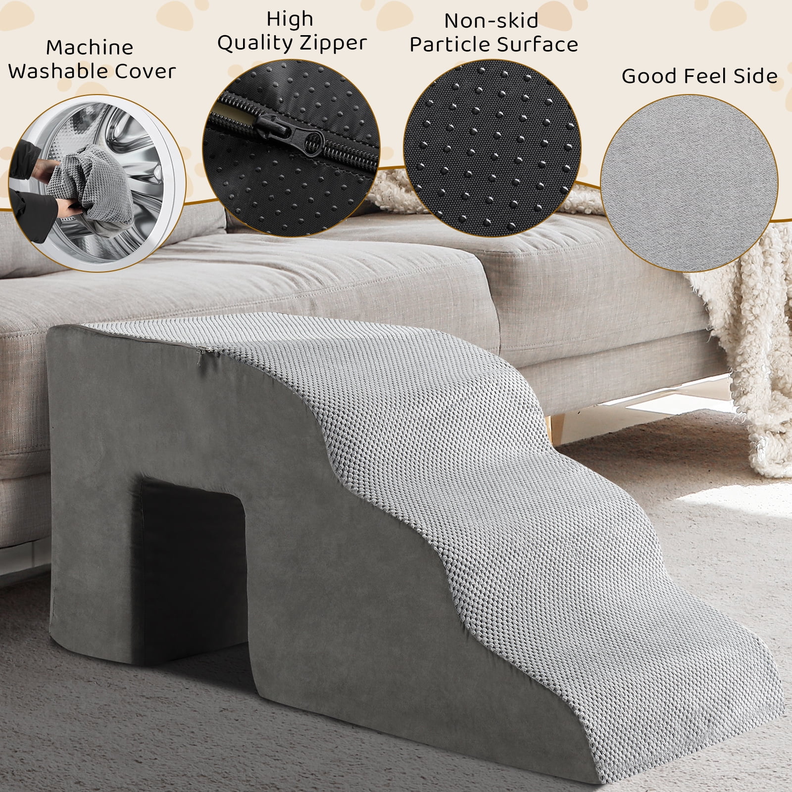 5 Step Pet Stairs for Dog Cat, Grey - Walmart.com