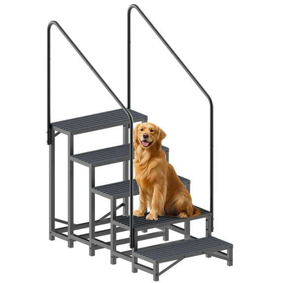 5 Step RV Stairs with Handrail,Portable Step Ladder with Anti-Slip ...