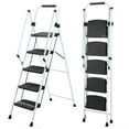 5-Step Steel Ladder Stool-Lightweight, Anti-Slip Pedals & Handle, 300lb ...