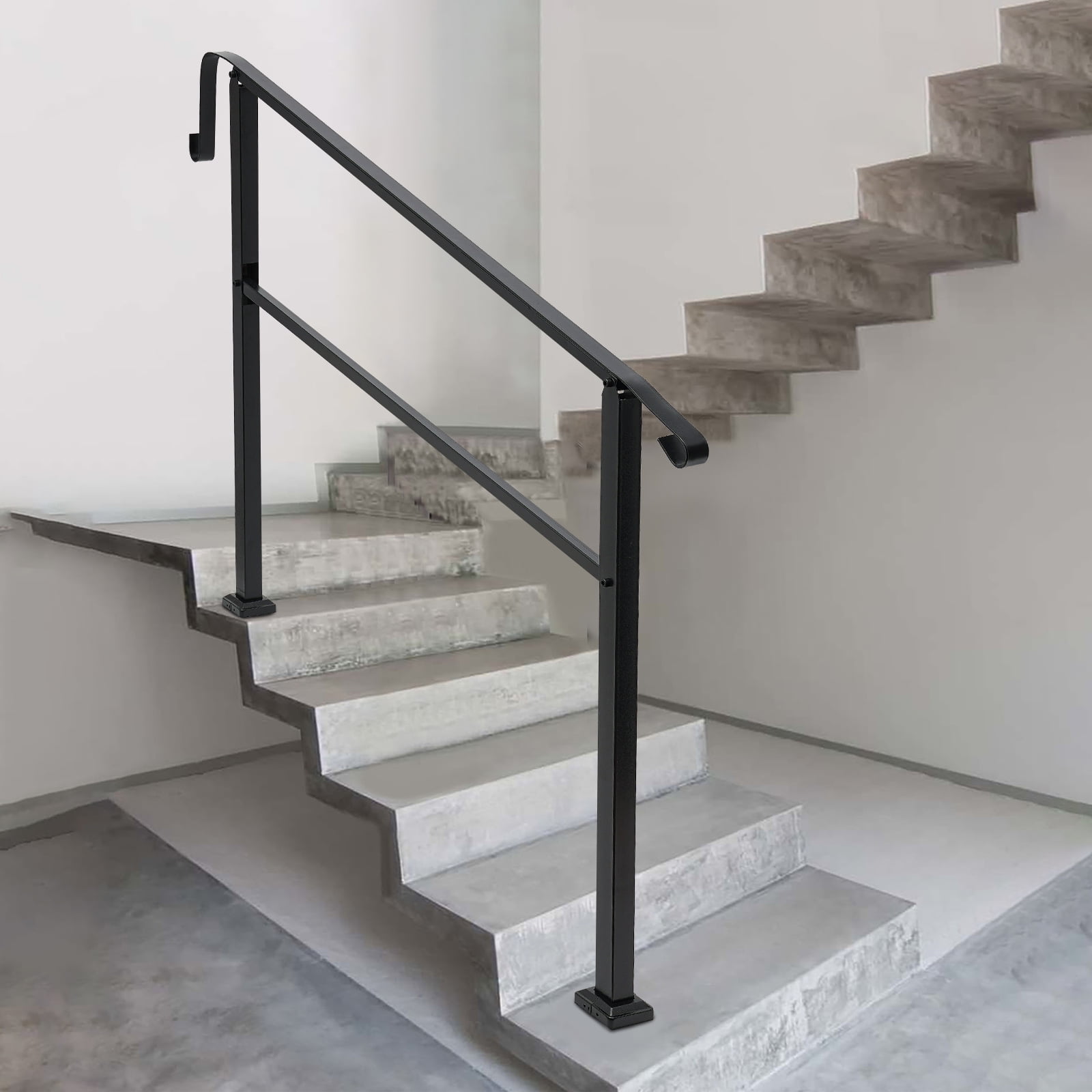 5 Steps Carbon Steel Railing Handrails for Outdoor, Staircase Handrail ...
