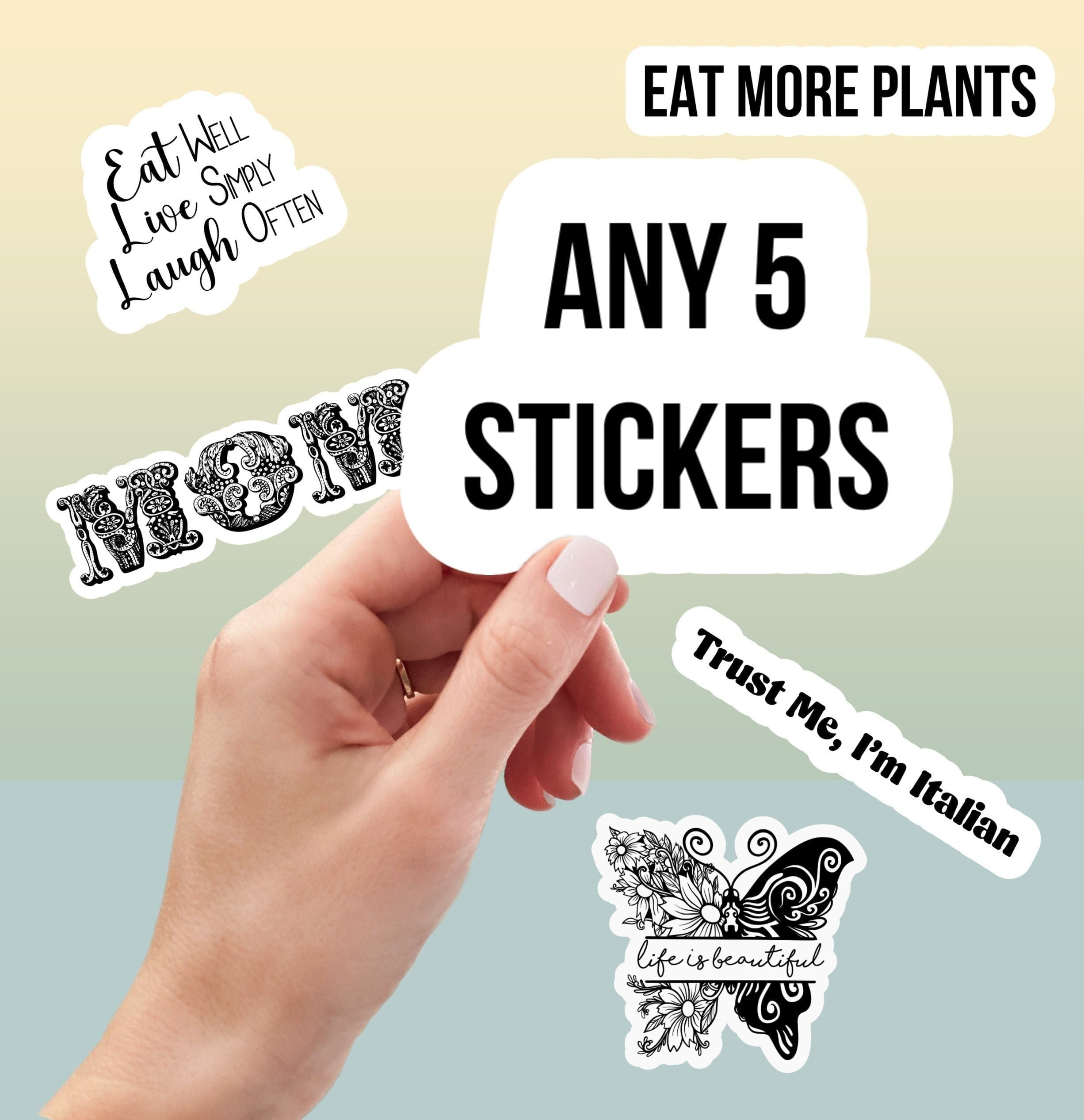Any 5 Stickers, sticker bundles, vinyl stickers for laptops, water ...