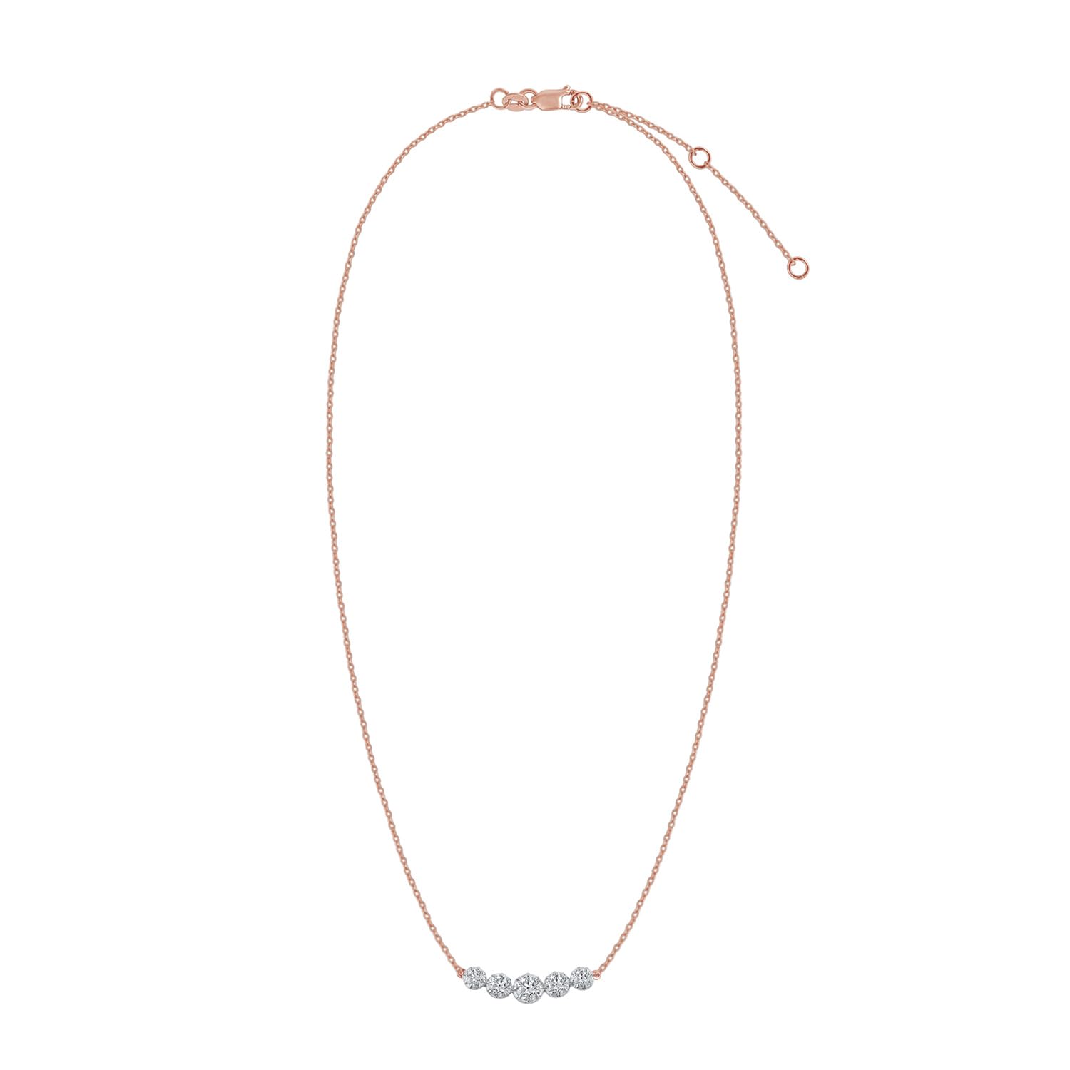 5-Stone Necklace For Women | 0.85 Carat Round Shape Lab Grown Diamond Tow Tone Choker Necklace ...