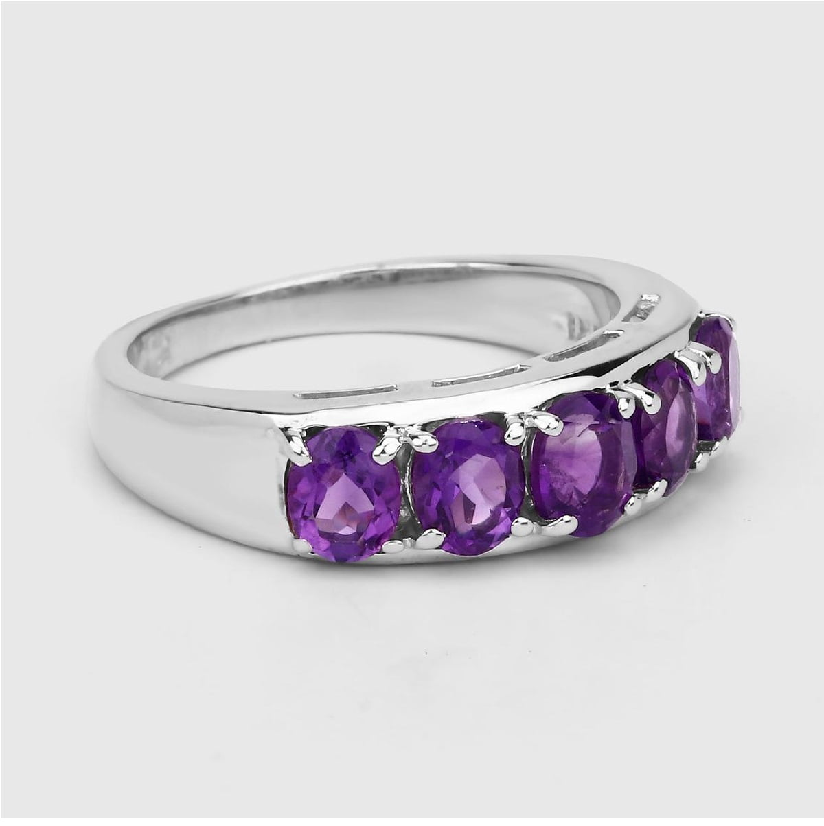5-Stone Oval Amethyst 925 Sterling Silver Half Eternity Women Mother's ...