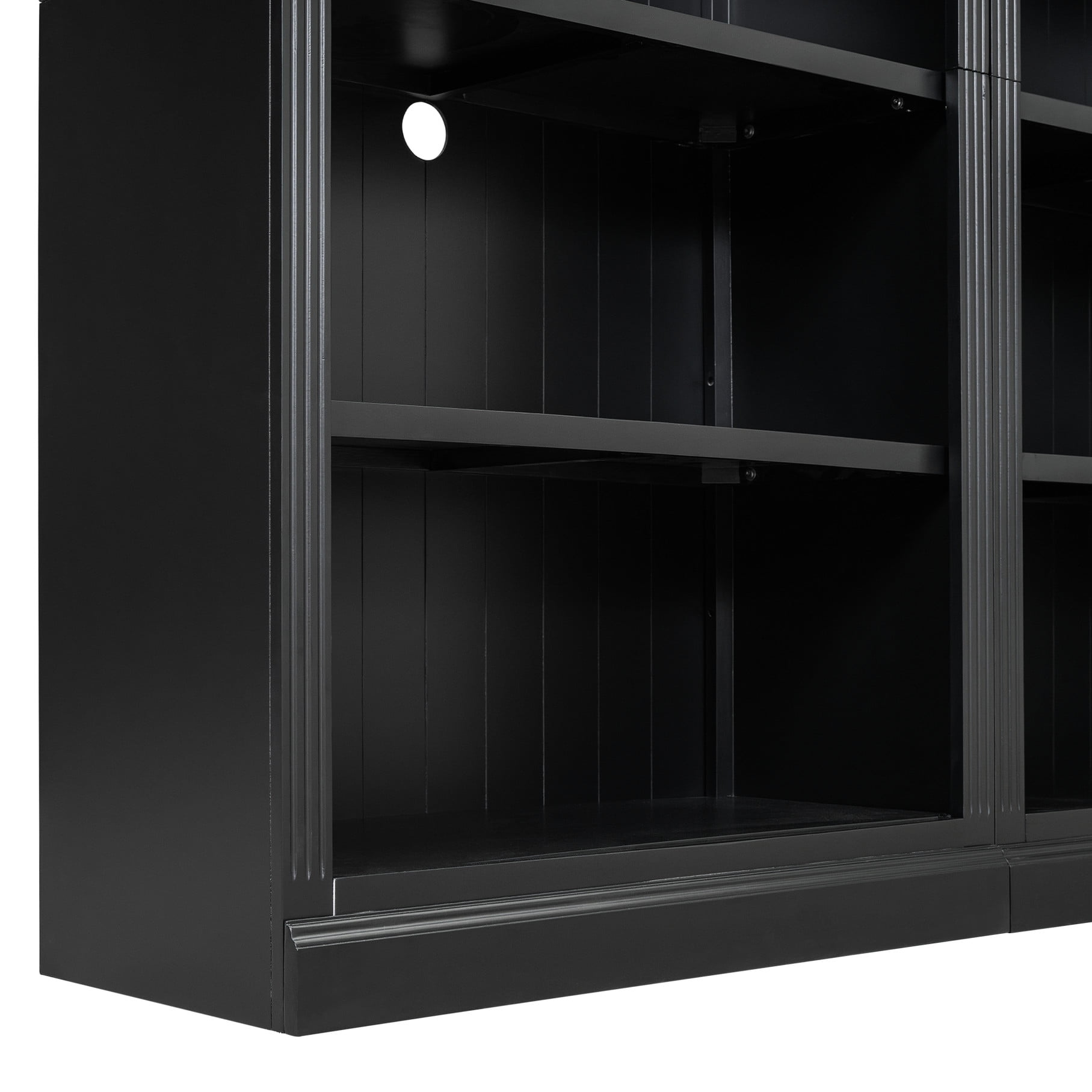 5 Storage Bookcase Suite, Solid Wood, , Adjustable Shelves, Led , Black ...