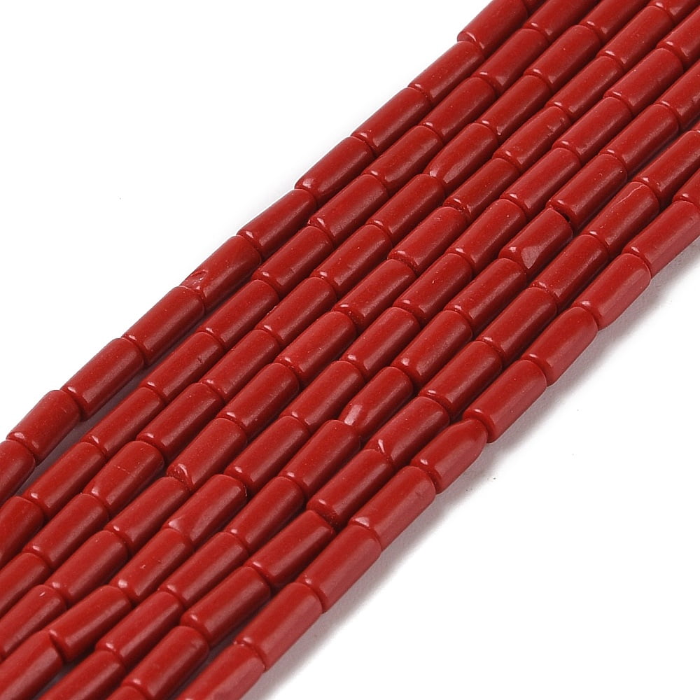5 Strand Dyed Coral Beads Strands Column FireBrick 8x3mm Hole: 0.8mm ...