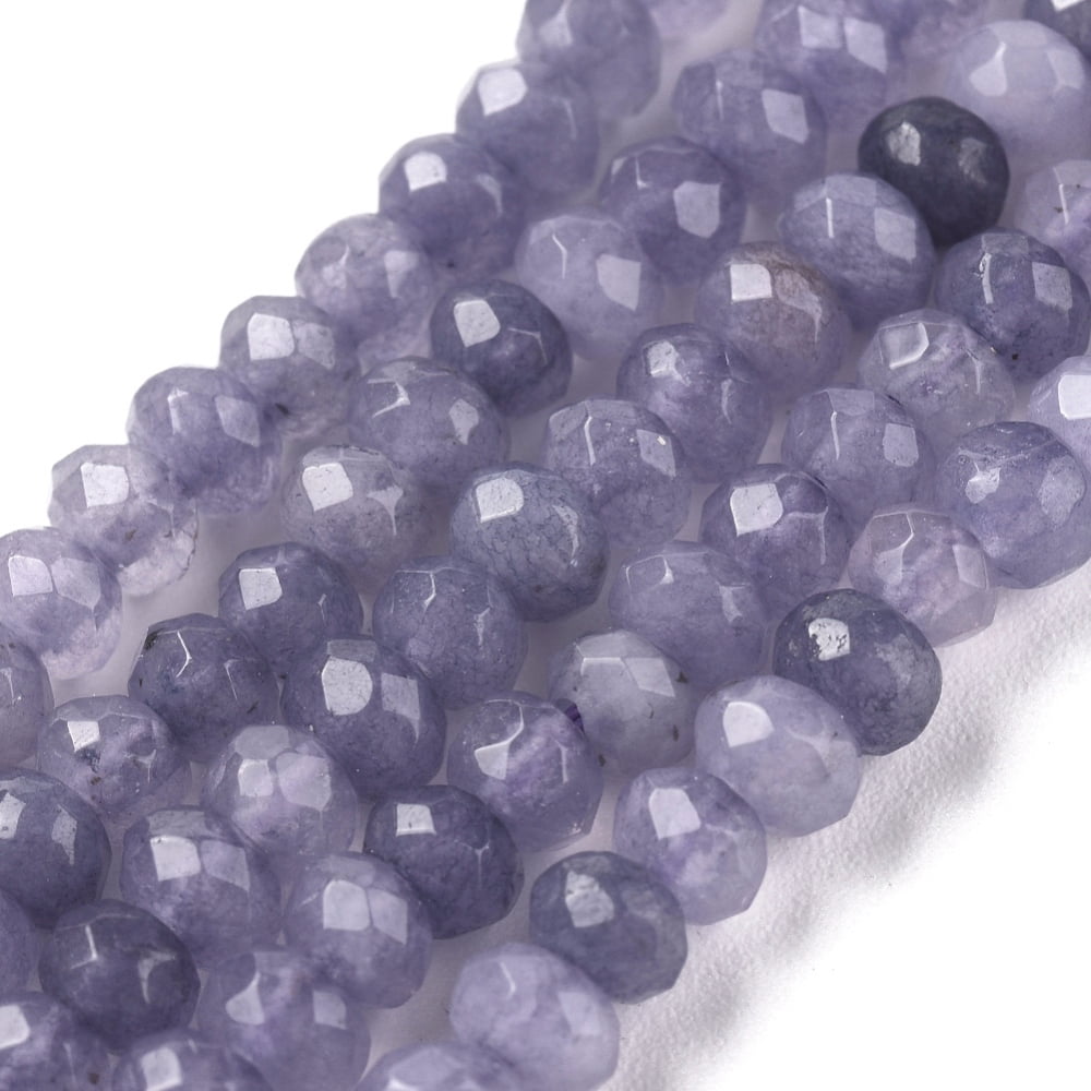 5 Strand Dyed Natural Malaysia Jade Rondelle Beads Strands Faceted ...