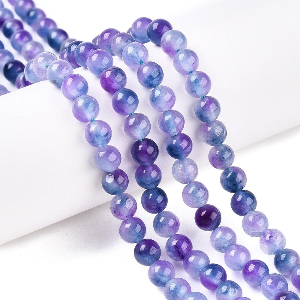 5 Strand Dyed Natural White Jade Beads Strands Two Tone Medium Slate ...