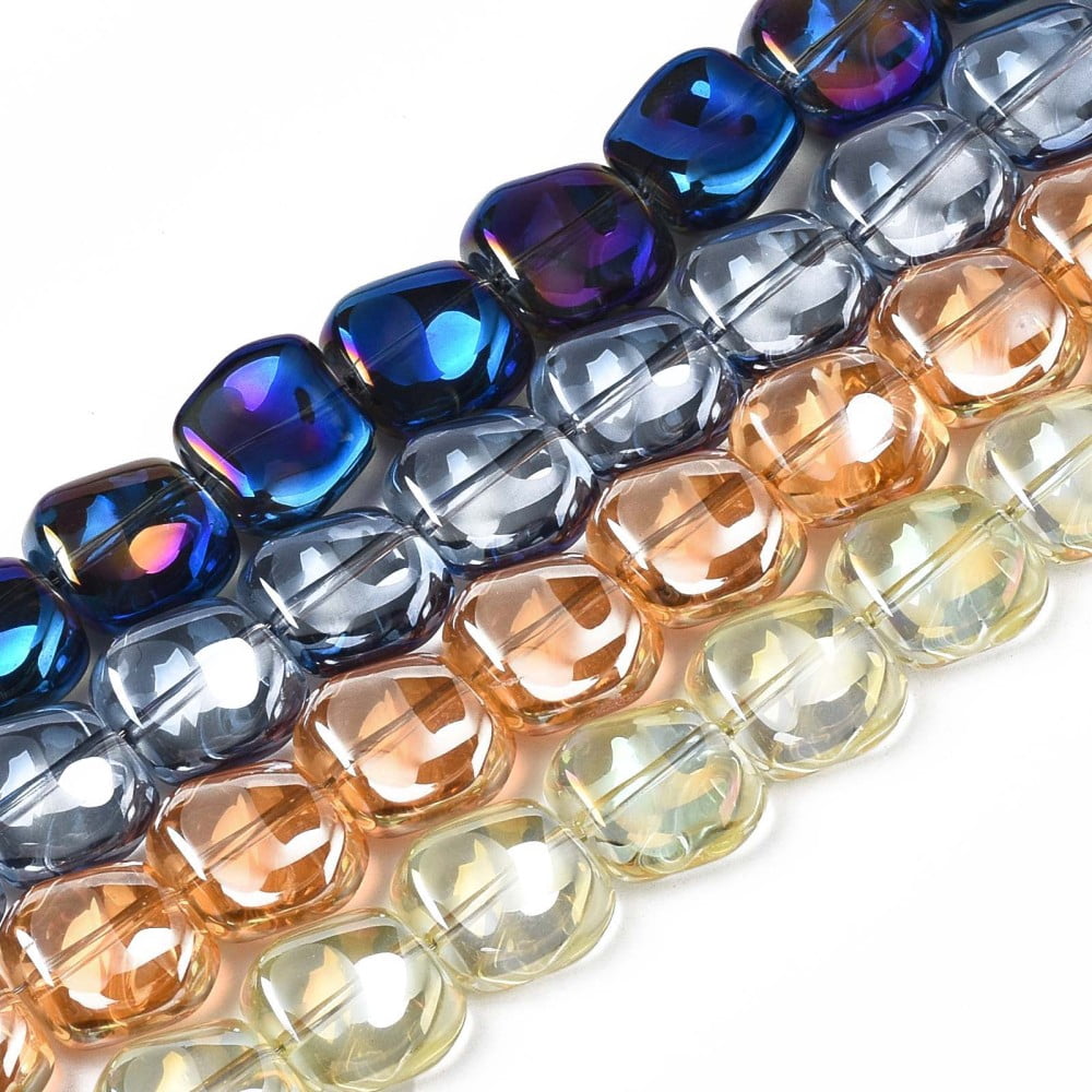 5 Strand Electroplate Glass Beads Strand Polygon Mixed Color 10.5x11 ...